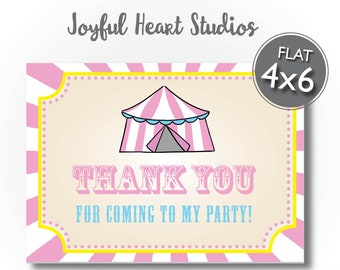 Carnival Birthday Thank You Card, Carnival Thank You, Circus Party Thank You, Circus Thank You ...