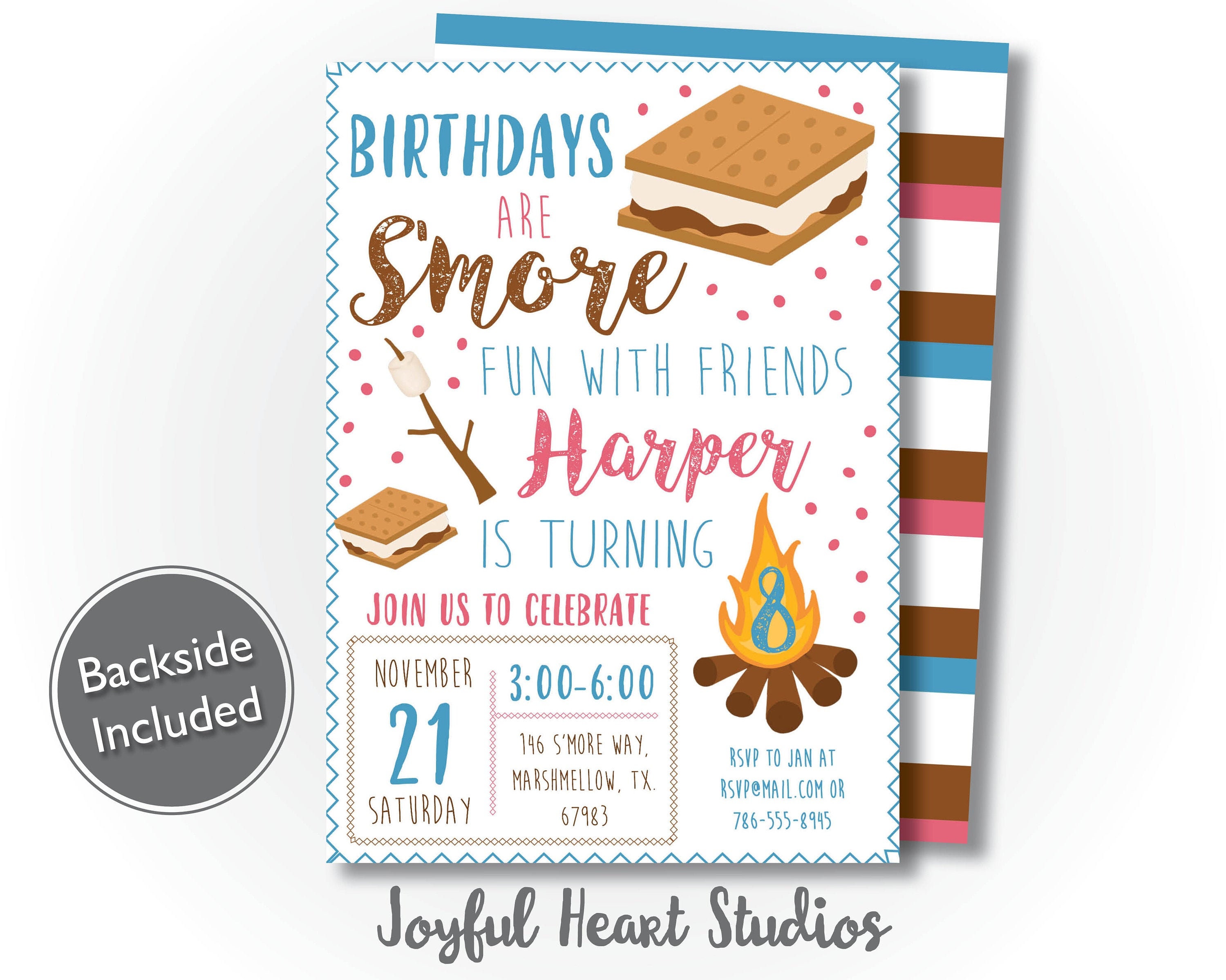 Camp Birthday Invitation, Smore Birthday Invitation, Bonfire Birthday ...