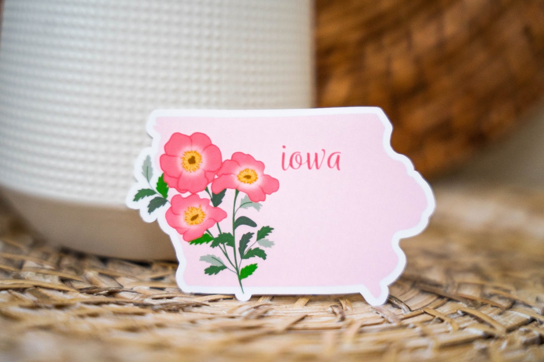Iowa State Sticker, Iowa Sticker Decal, State Sticker, Prairie Rose ...