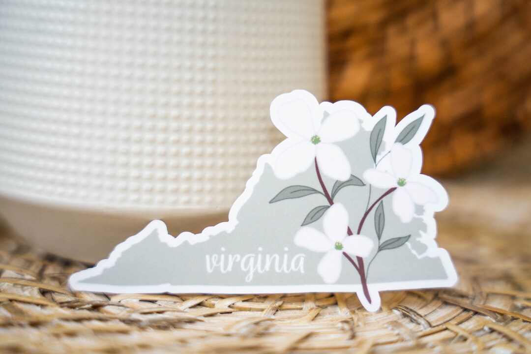 Virginia State Sticker, State Sticker, Virginia Sticker Decal, Dogwood ...