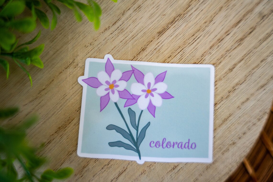 Colorado State Sticker, Colorado Sticker, State Sticker, Blue Columbine ...
