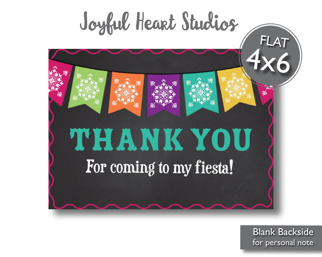 Fiesta Birthday Thank You Card, Fiesta Thank You, Fiesta Party Thank ...