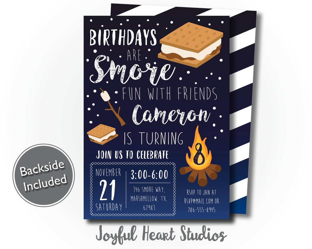 Smore Birthday Invitation, Camp Birthday Invitation ,smore Invitation ...