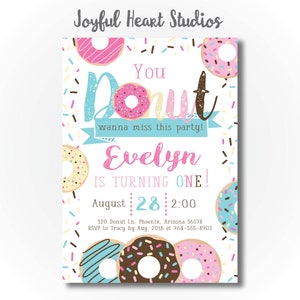 Donut Birthday Invitation, Donut Invitation, Donut Party, First ...