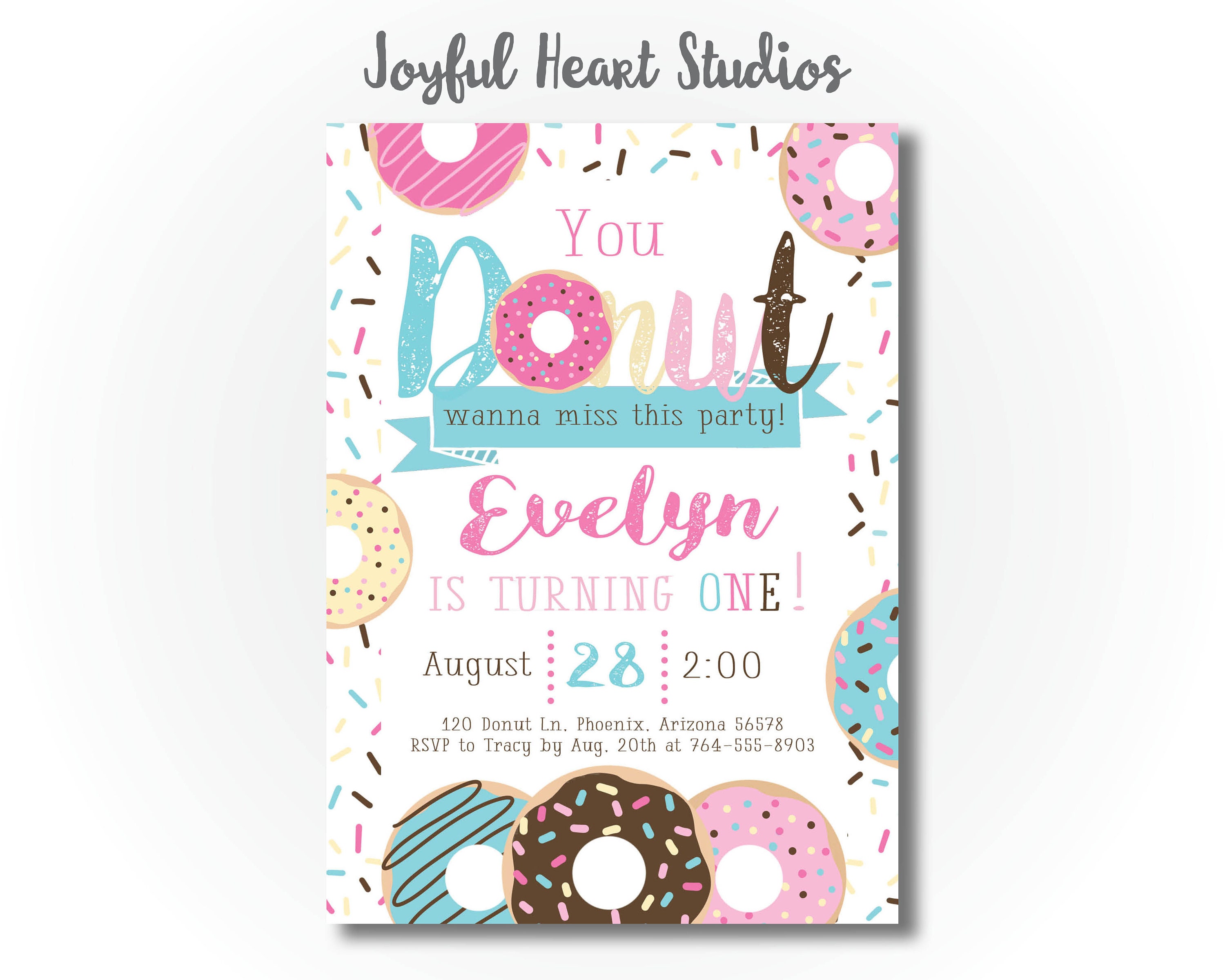 Donut Birthday Invitation, Donut Invitation, Donut Party, First ...