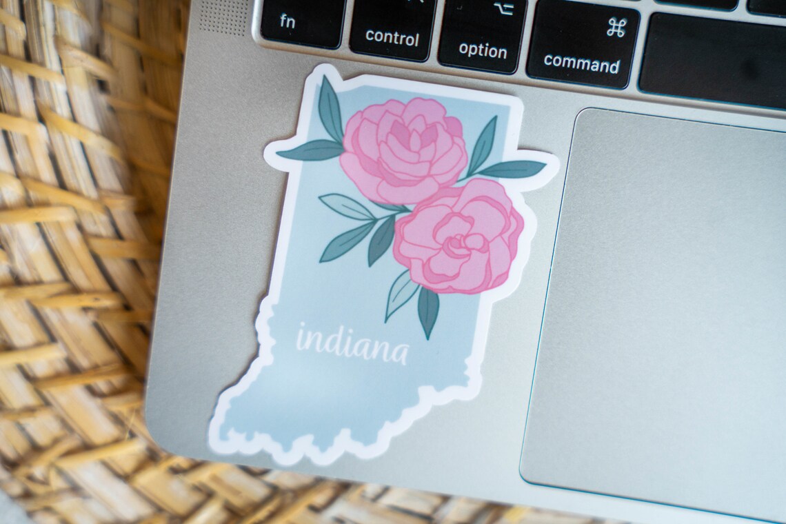 Indiana State Sticker, Indiana Sticker Decal, State Sticker, Peony ...