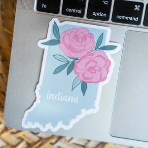Indiana State Sticker, Indiana Sticker Decal, State Sticker, Peony ...