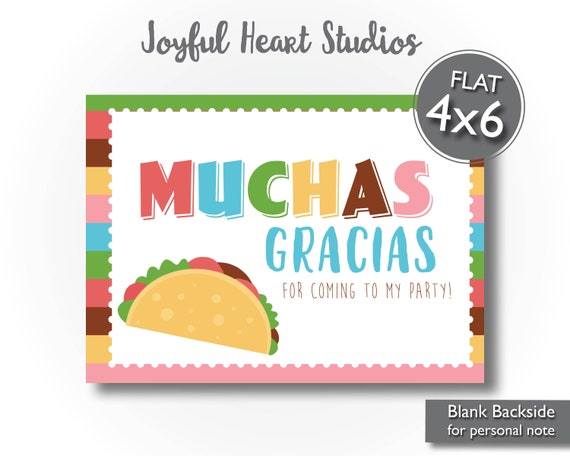 Taco Bout Birthday, Thank You Card, Taco Bout Thank You, Fiesta Party ...
