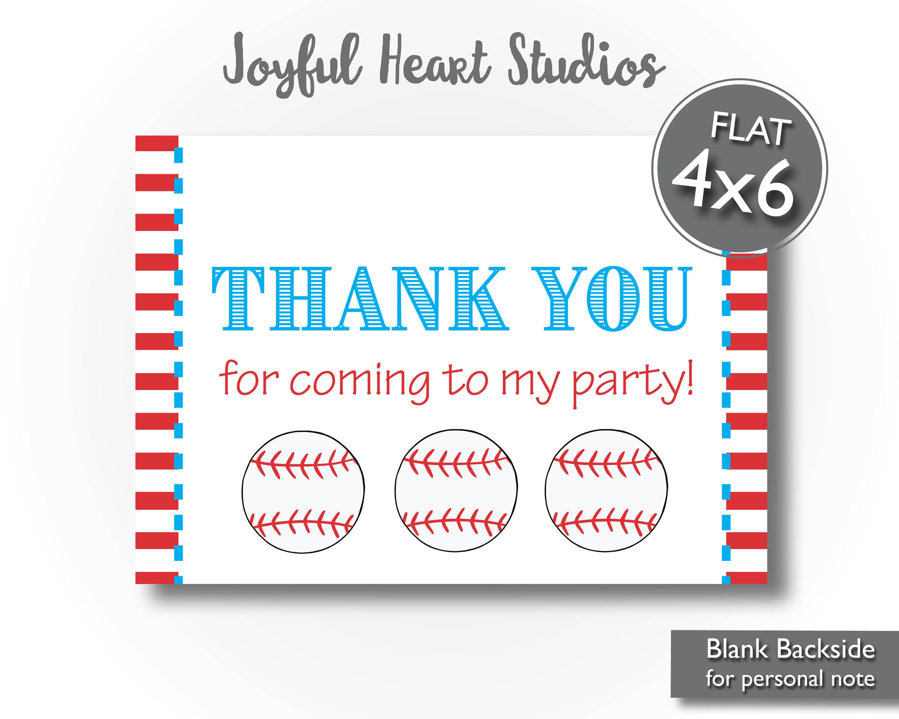 Baseball Birthday Thank You Card Baseball Thank You Sports - Etsy