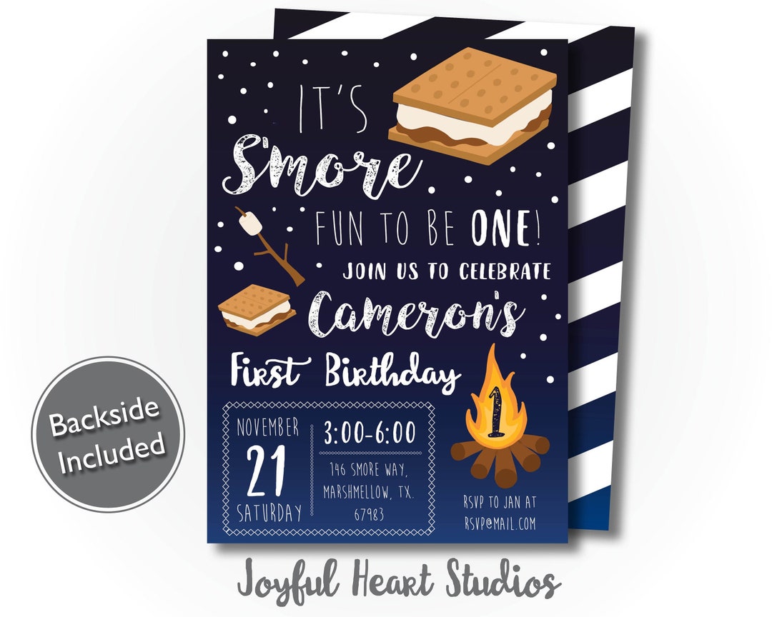 Smores Birthday Invitation, Smores 1st Birthday Invitation, Smore Fun ...