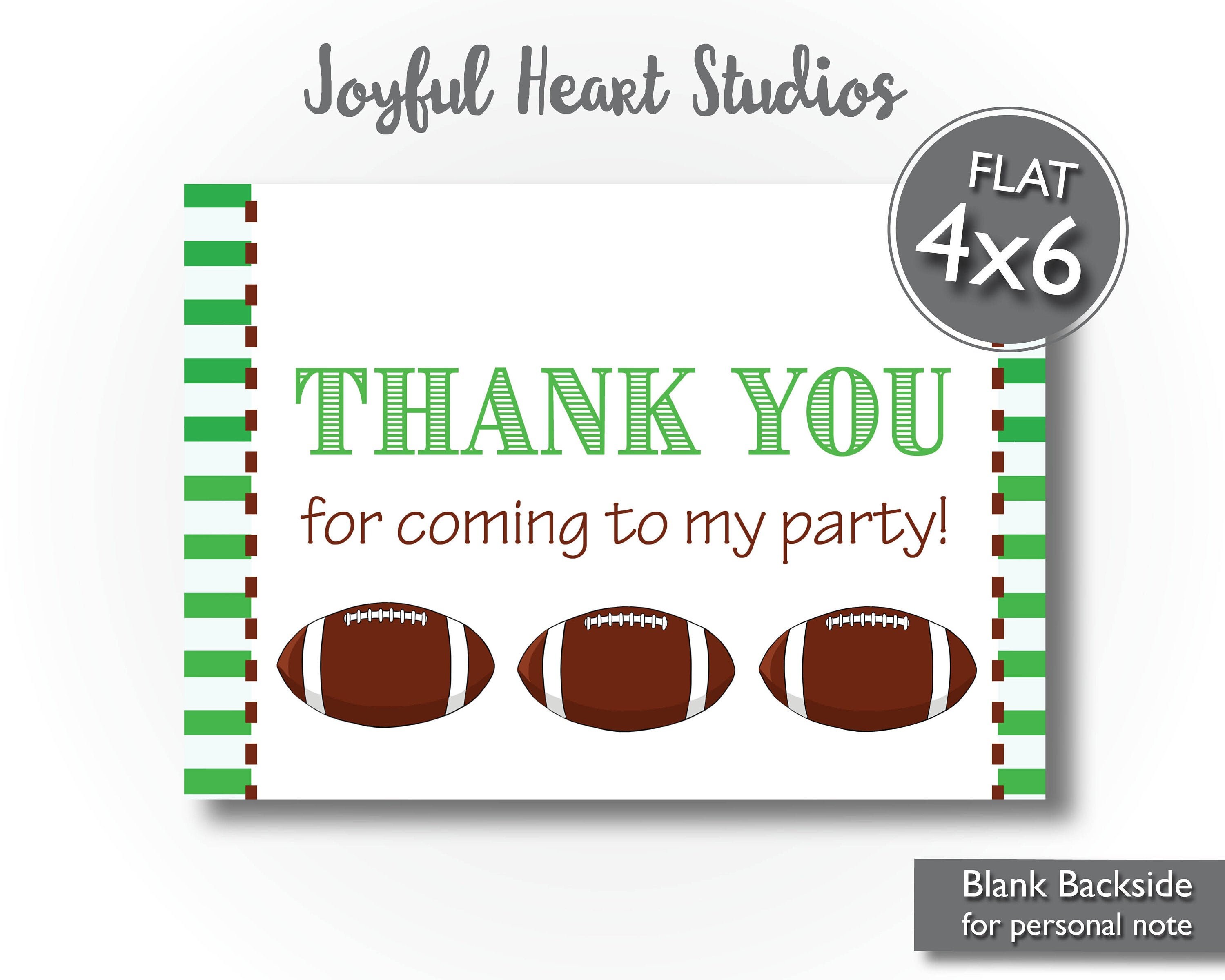 Football Birthday Thank You Card, Football Thank You, Sports Party ...