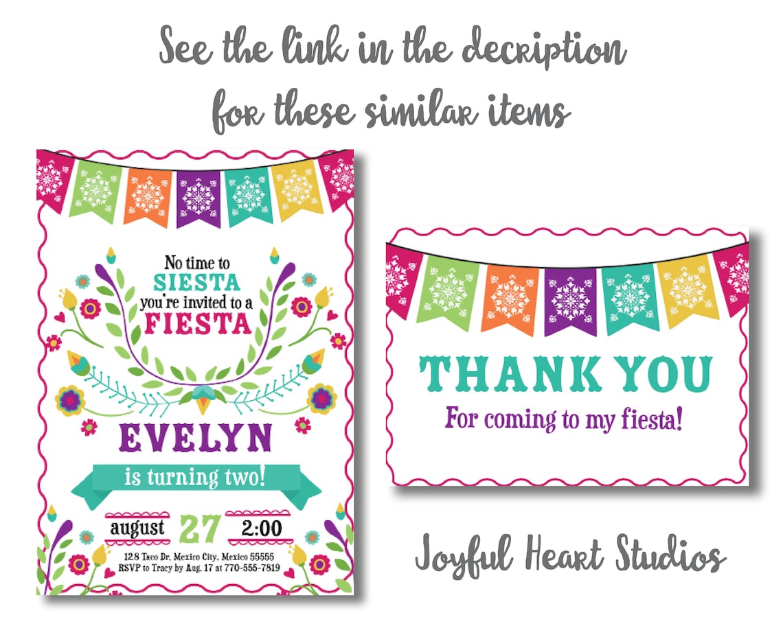 Fiesta Birthday Thank You Card, Fiesta Thank You, Fiesta Party Thank ...