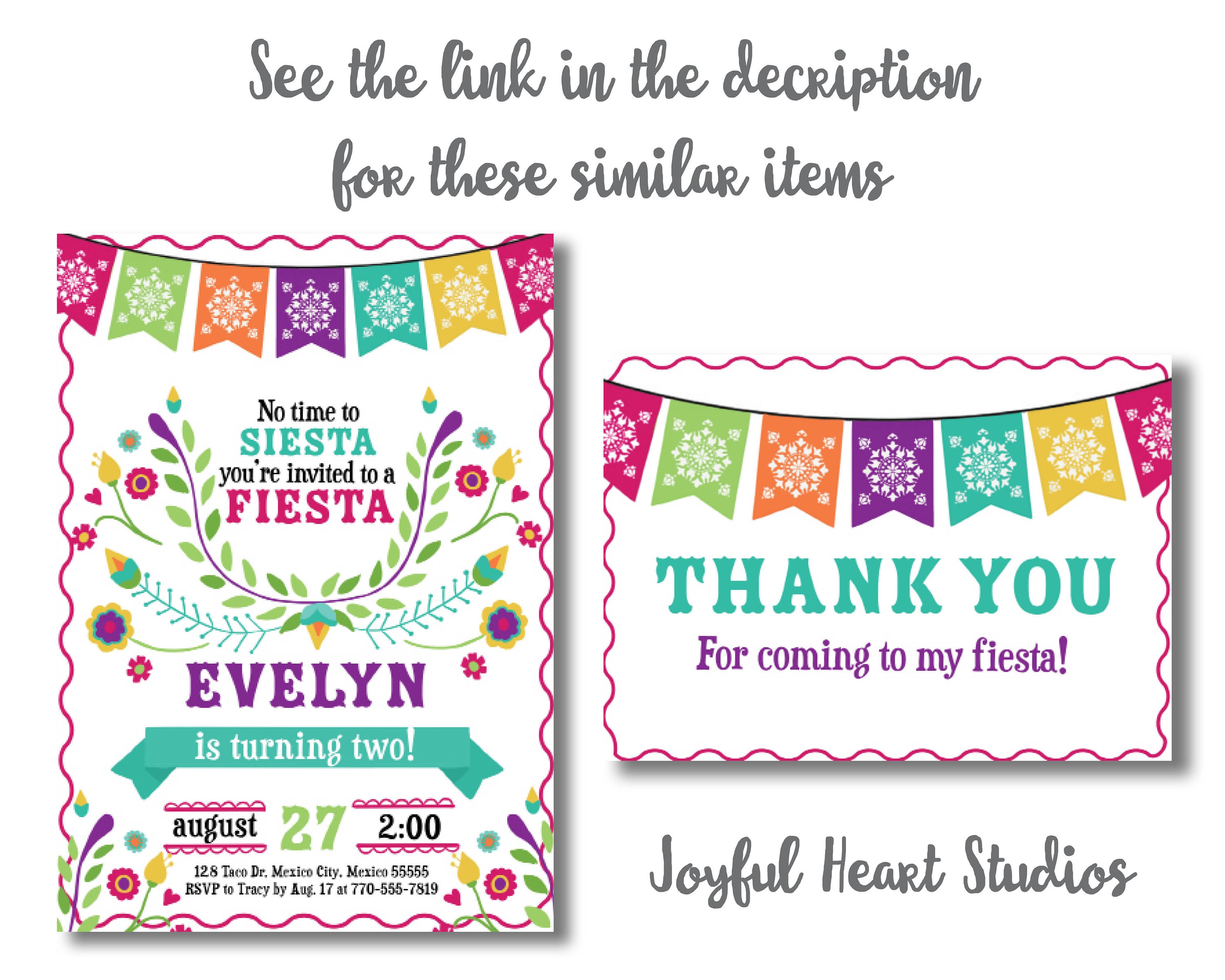 Fiesta Birthday Thank You Card, Fiesta Thank You, Fiesta Party Thank ...