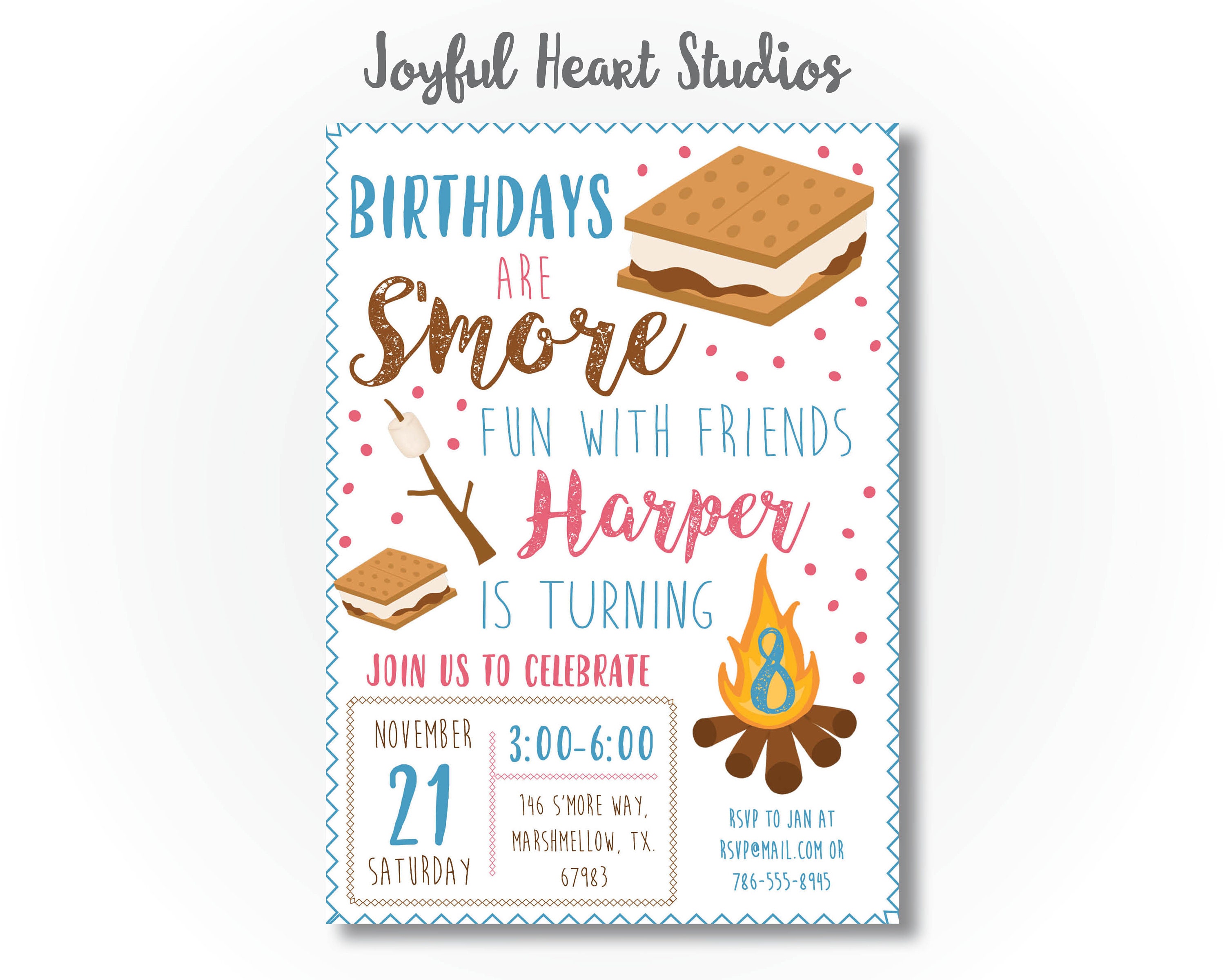 Camp Birthday Invitation, Smore Birthday Invitation, Bonfire Birthday ...