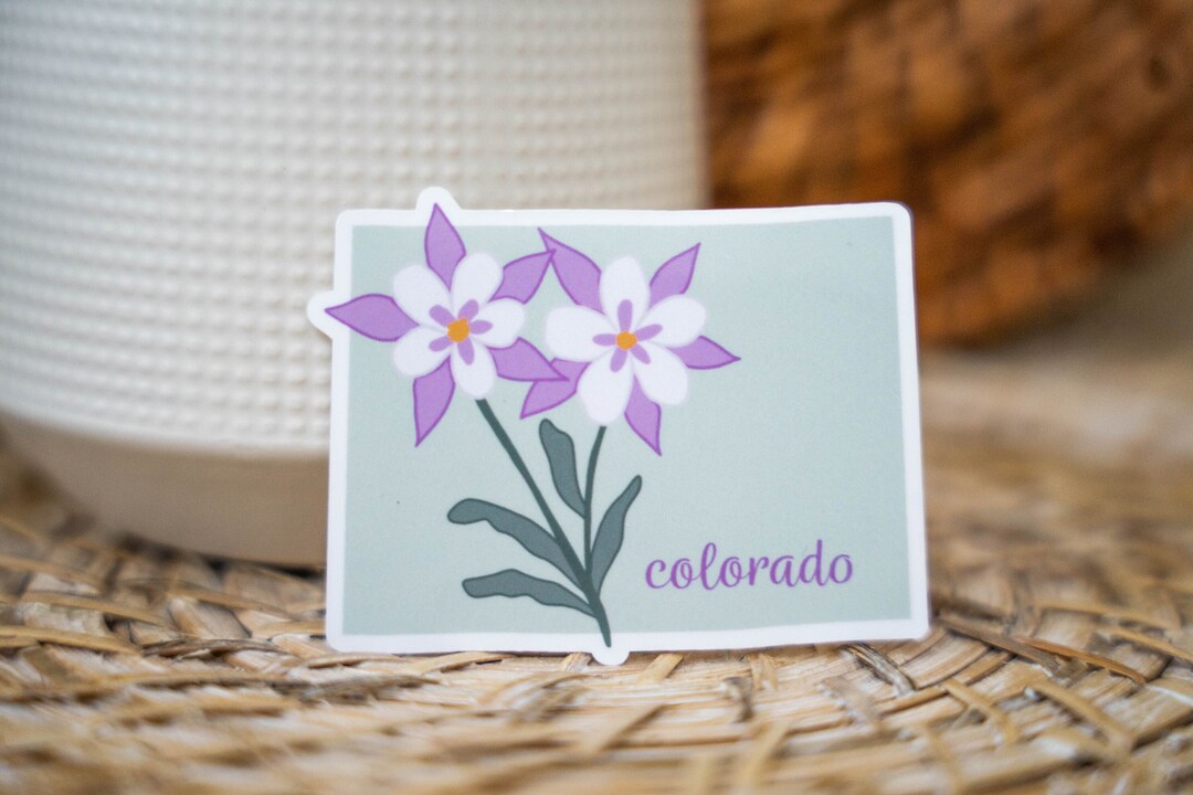 Colorado State Sticker, Colorado Sticker, State Sticker, Blue Columbine ...