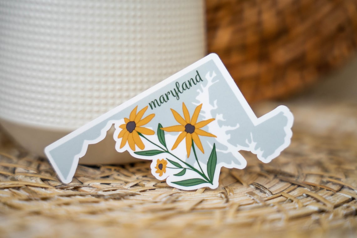 Maryland State Sticker, State Sticker Decal, Black-eyed Susan Sticker ...