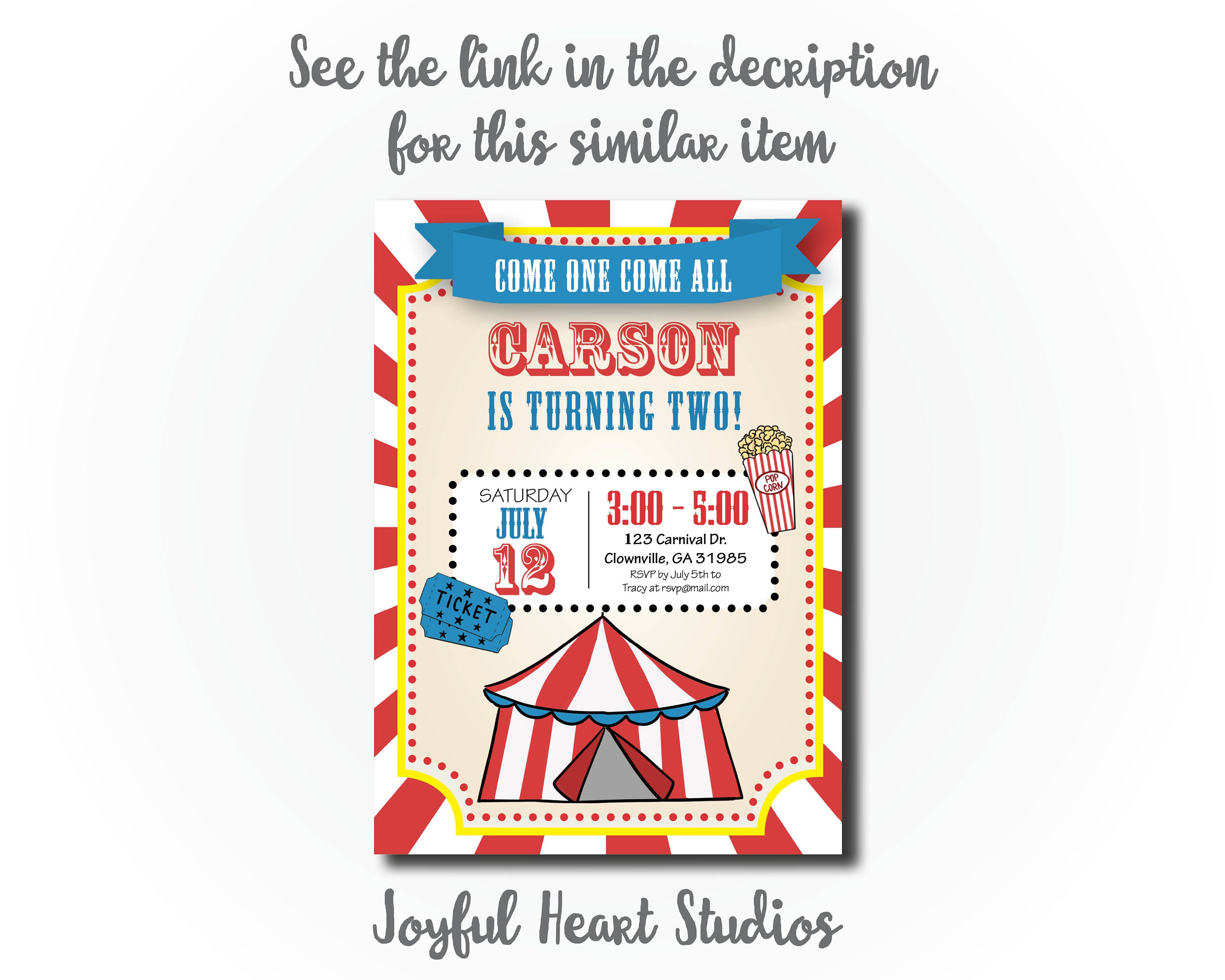 Carnival Birthday Thank You Card, Carnival Thank You, Circus Party ...