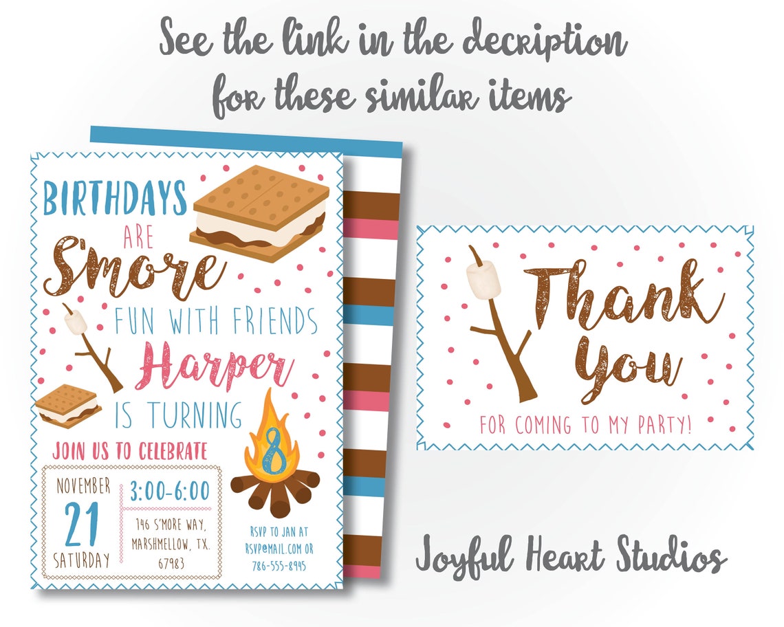 Smore Birthday Invitation Camp Birthday Invitation Smore | Etsy