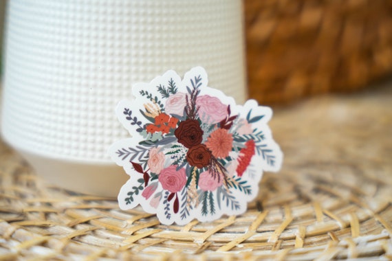 Flower Bouquet Sticker, Boho Flower Sticker, Floral Decal, Rose Sticker ...