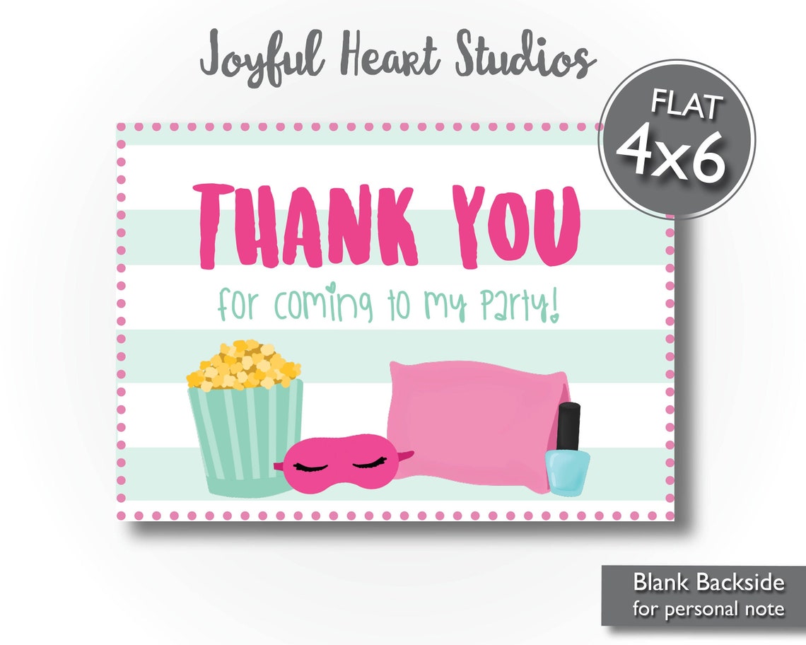 Slumber Party Birthday Thank You Card, Slumber Party Thank You ...