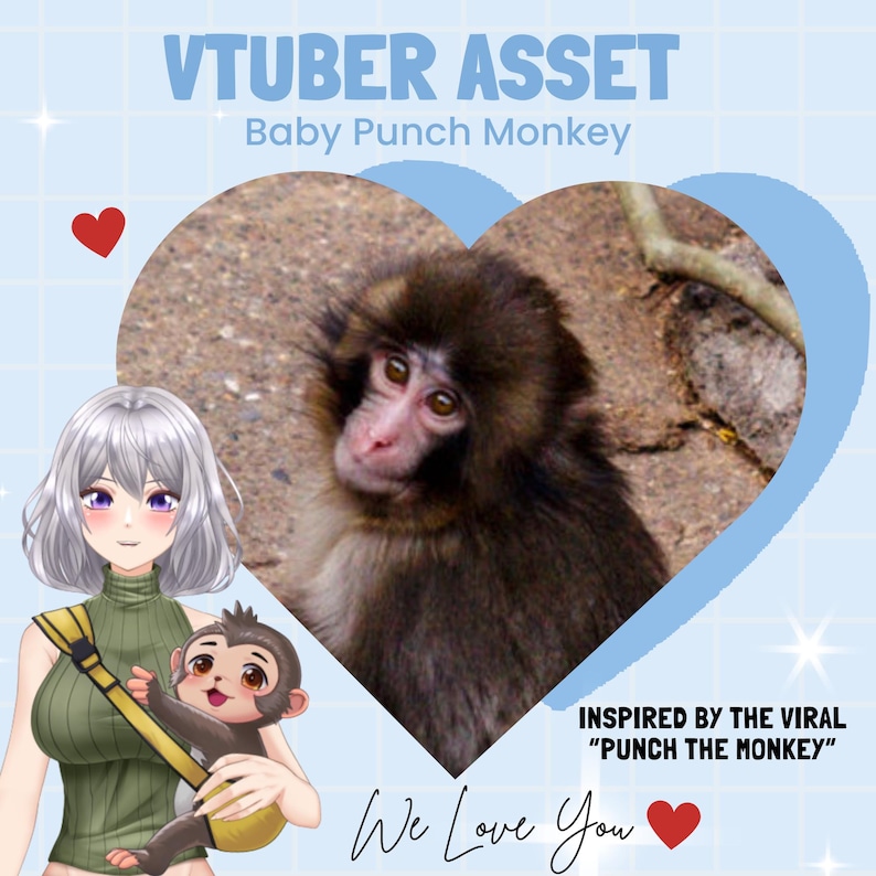 Cute Monkey Vtuber Asset Companion | Stream Mascot for Vtube Studio ...