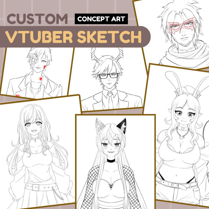 Custom Vtuber Full Body Model Concept Sketch Design | Vtuber Art, Cute ...