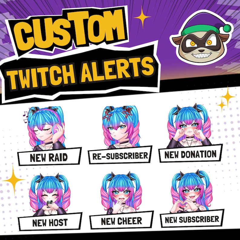 Custom Vtuber Twitch Alerts, Twitch Alerts Animated, Animated Twitch ...
