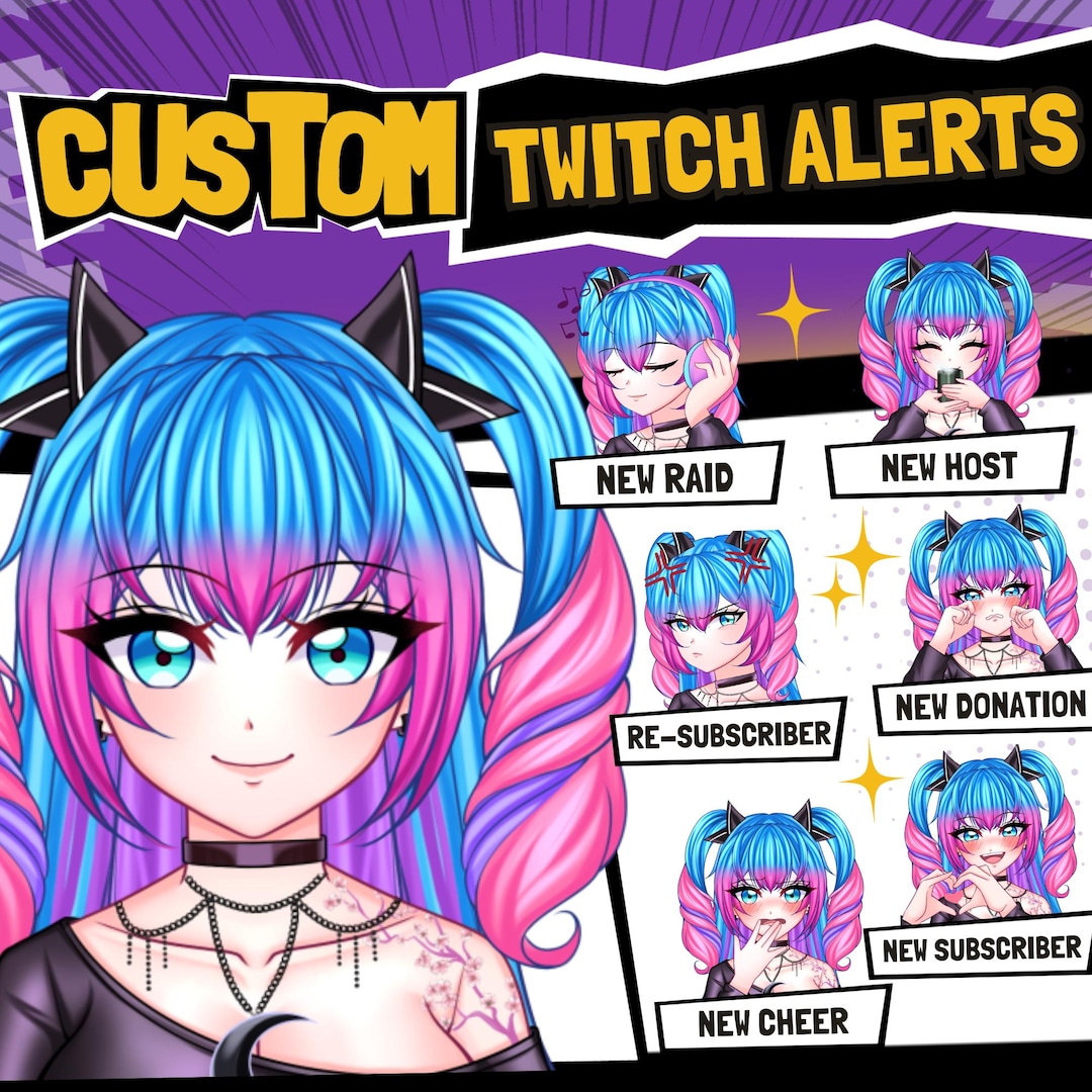 Custom Vtuber Twitch Alerts, Twitch Alerts Animated, Animated Twitch ...