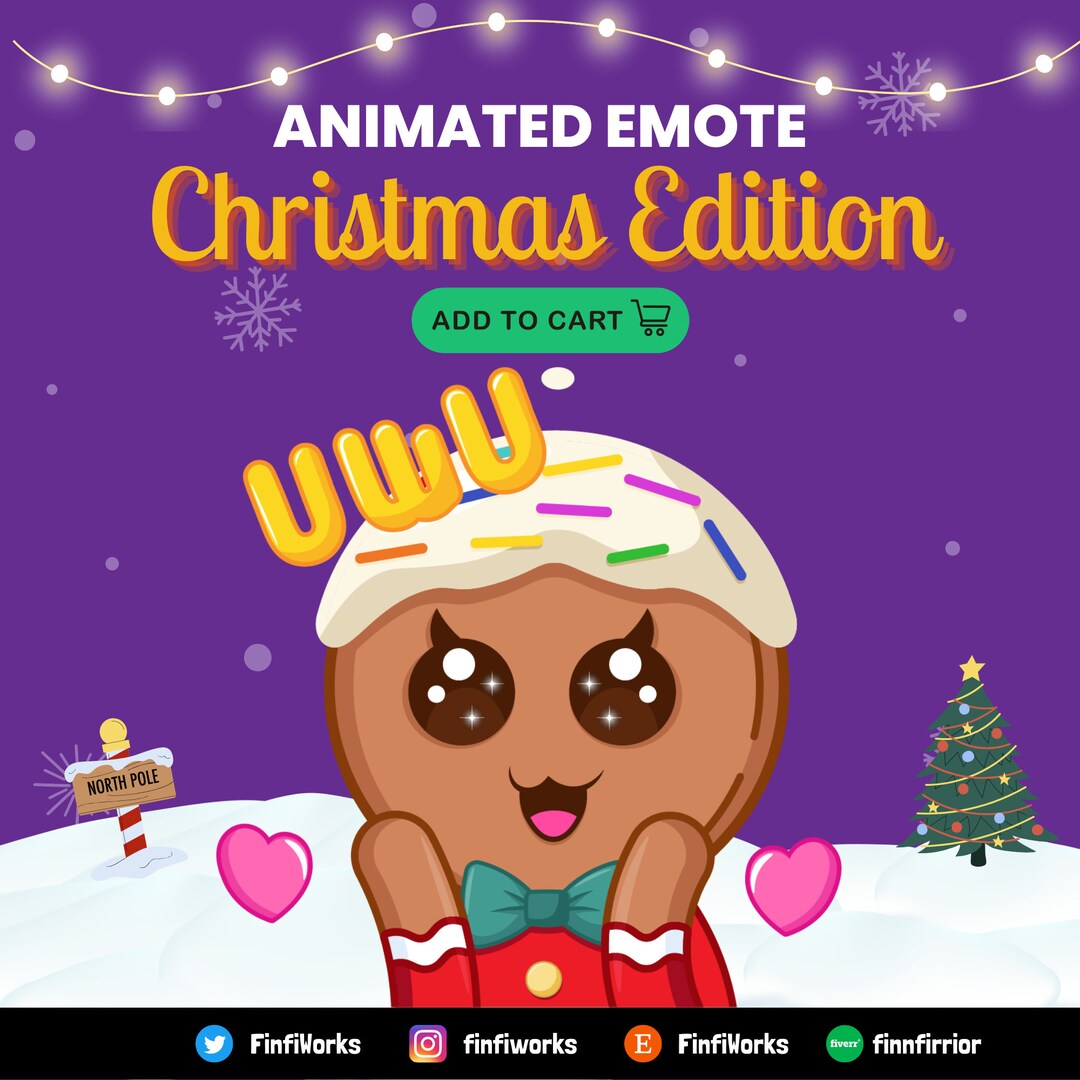 1x Animated Christmas Emote UWU Cute for Christmas Gifts Games Streamer ...