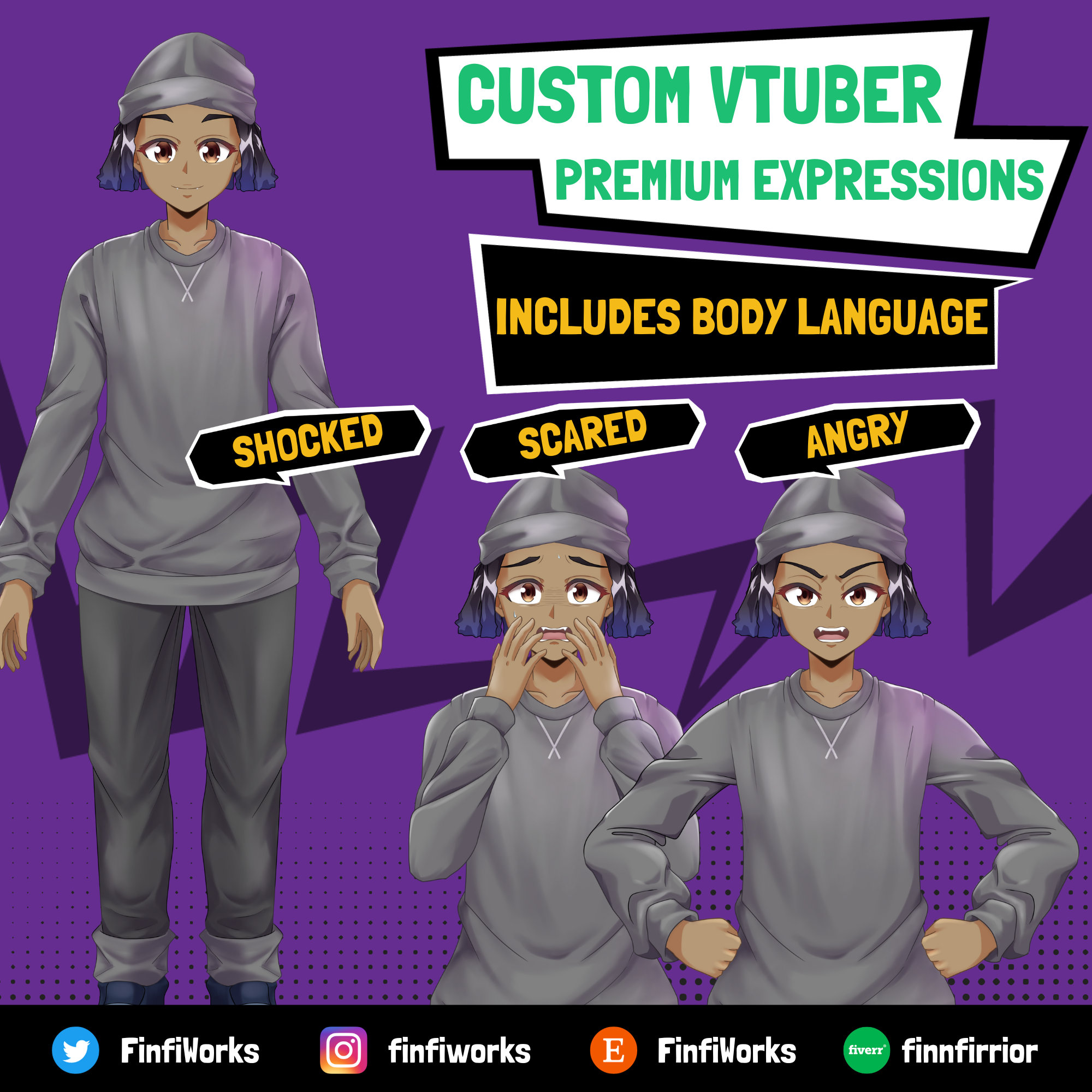 Custom Face Expression Vtuber Model and Rigging Live2d Anime, Manga ...