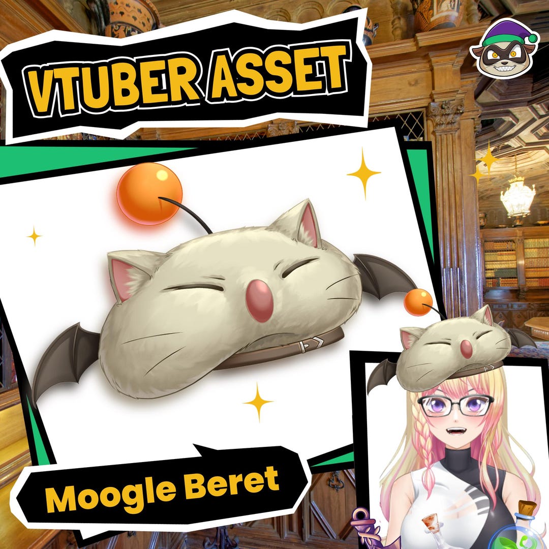 Vtuber Asset - Moogle Beret (instant Download) | Final Fantasy Asset ...