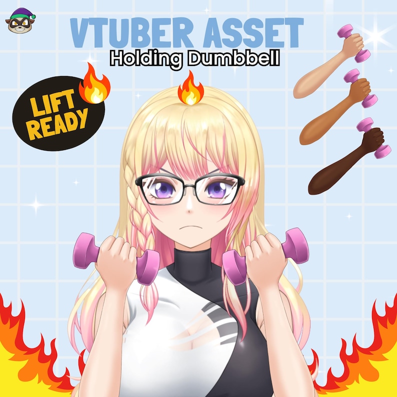 Live2d Rigged - Holding Dumbbell Vtuber Asset | Ready to Use ...