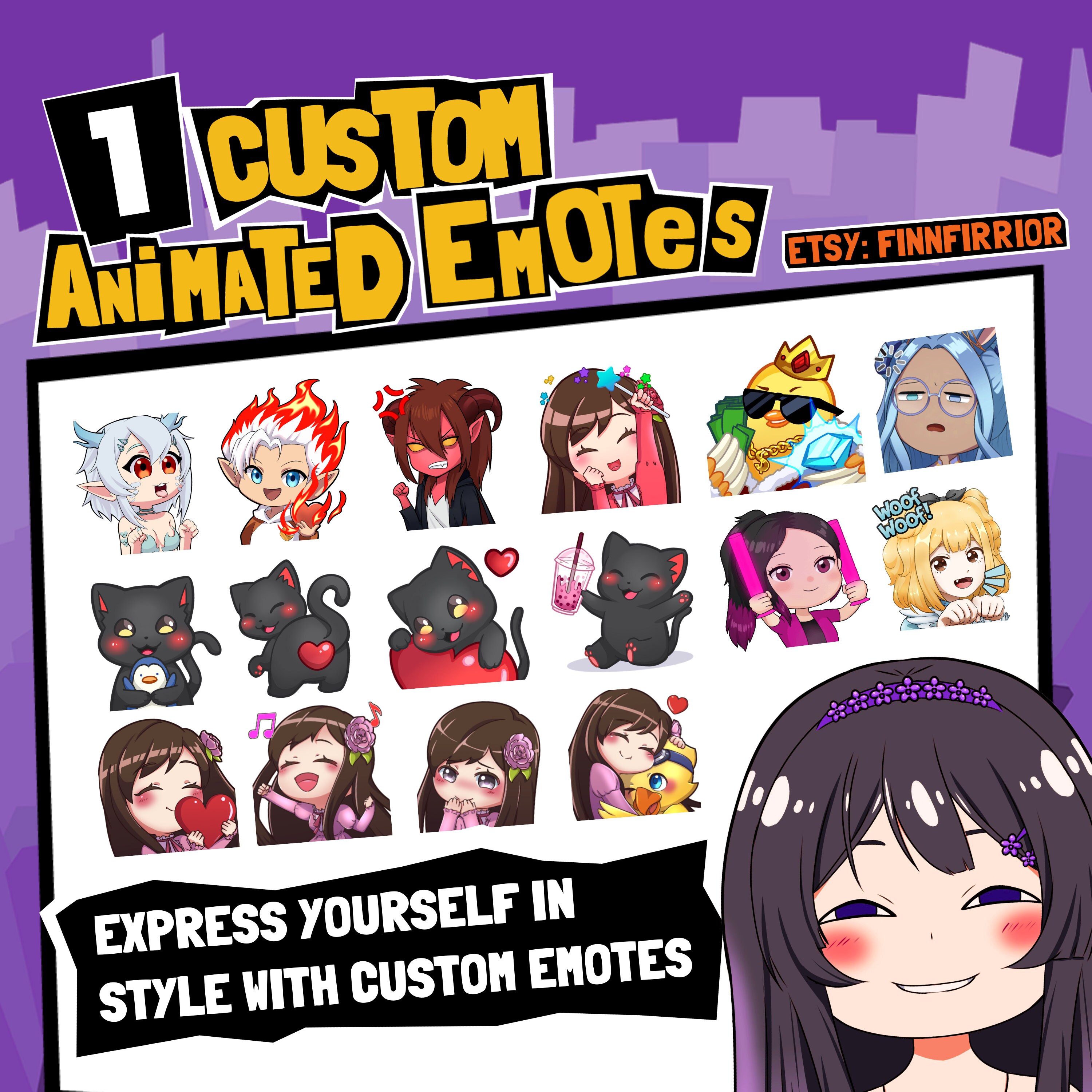 1x Personalize Animated Vtuber Emotes, Sticker Emotes, Sub Badge for ...