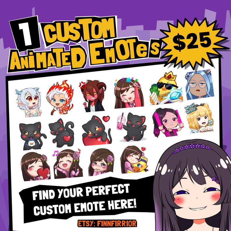 1x Personalize Animated Vtuber Emotes Sticker Emotes Sub - Etsy