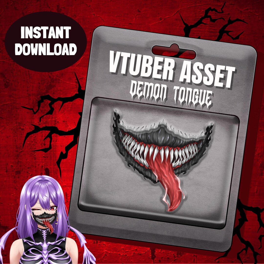 Vtuber Demon Tongue Asset (instant Download) | Creepy Assets, PNG ...