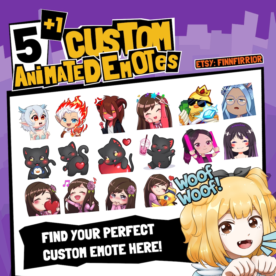 6 Custom Animated Emotes Chibi Cute for Your Vtuber Stream, Youtube ...