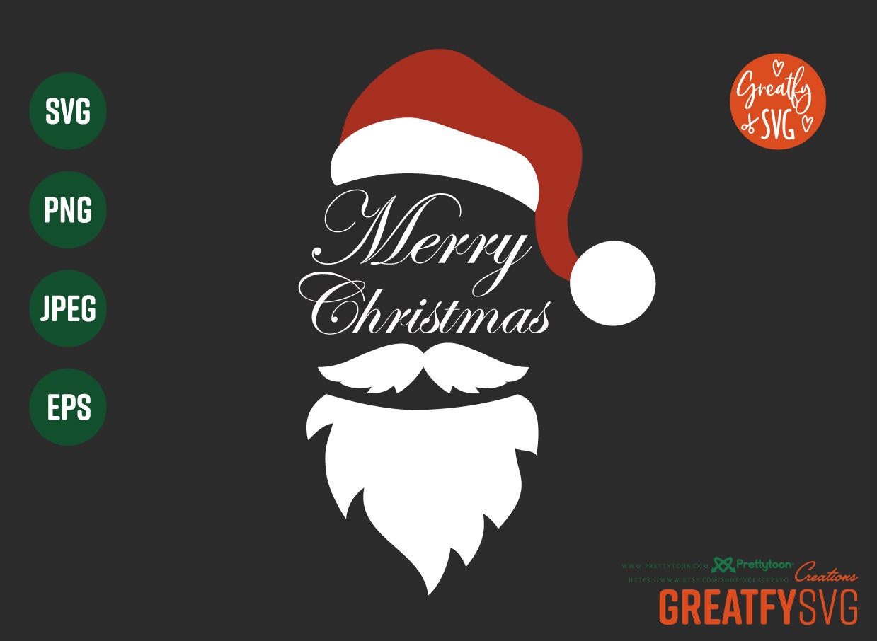 Christmas Santa Face SVG File for Cricut, Santa Claus Christmas Hat ...