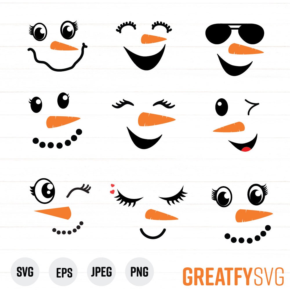 Snowman Christmas Face Svg Snowman Svg Christmas Face Svg - Etsy