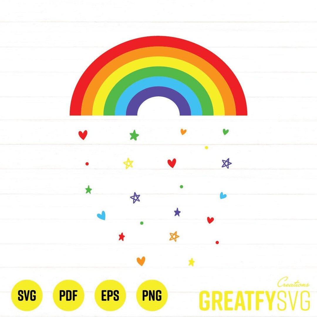 Rainbow Svg. Rainbow Design. Star Svg Rainbow Heart Clipart Svg Rainbow ...