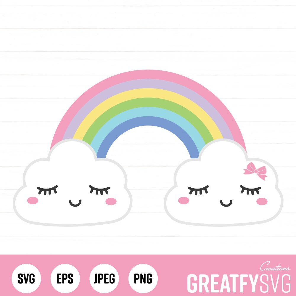 Rainbow SVG SVG Clouds SVG Cloud Svg Rainbow Cut File | Etsy