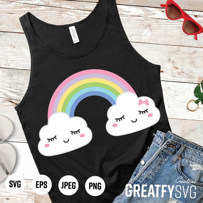 Rainbow Svg Svg Clouds Svg Cloud Svg Rainbow Cut File Etsy España