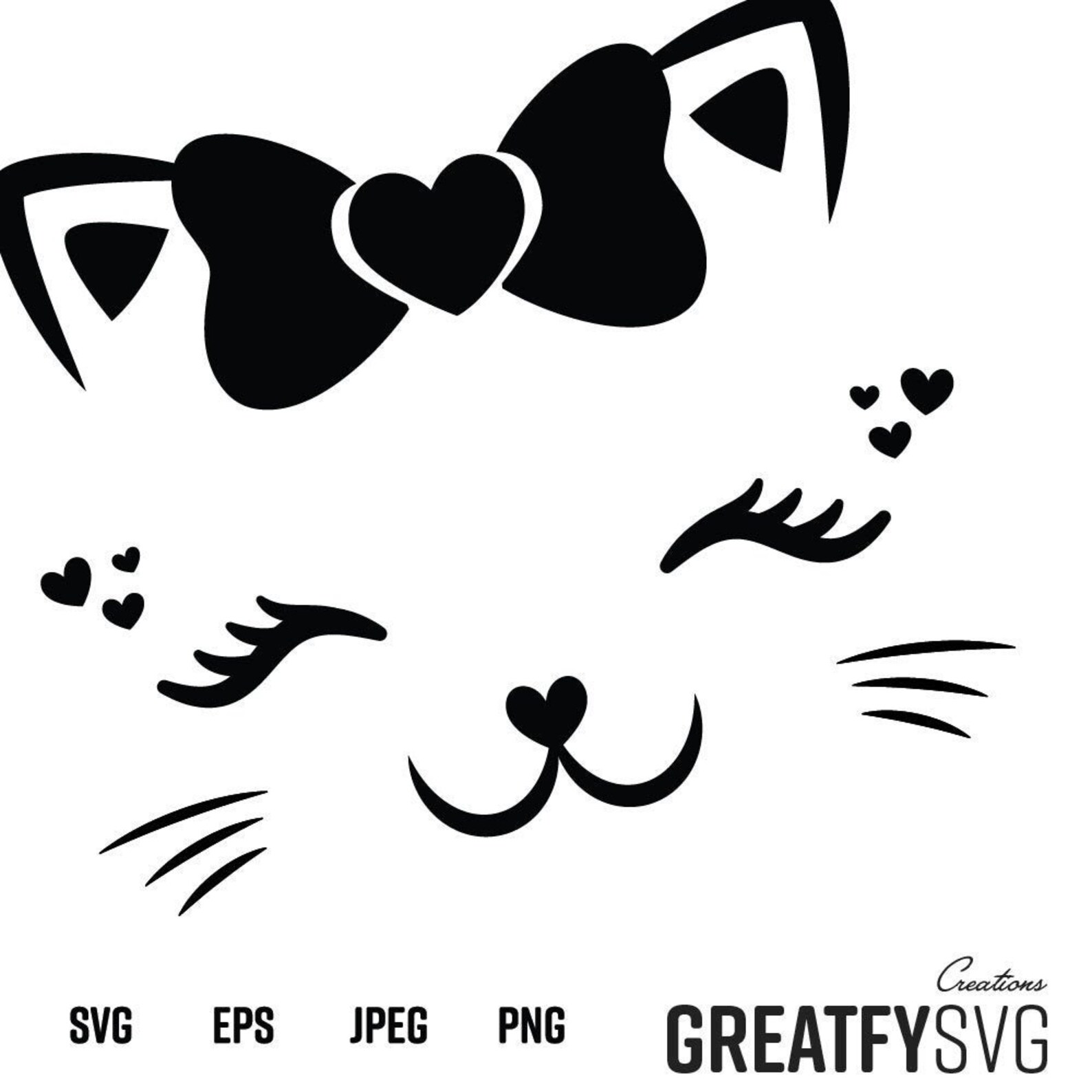Cat Svg Cat Face Svg Svg Meow Svg Cat Clipart Cat Cut Etsy