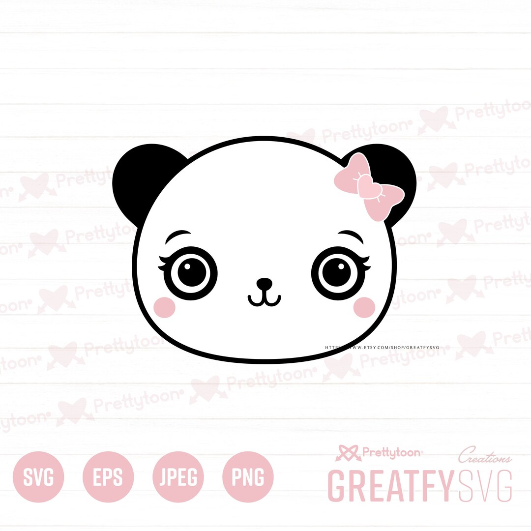 SVG Panda Happy Face With Ribbon, Happy Smiling Face Cut File for ...