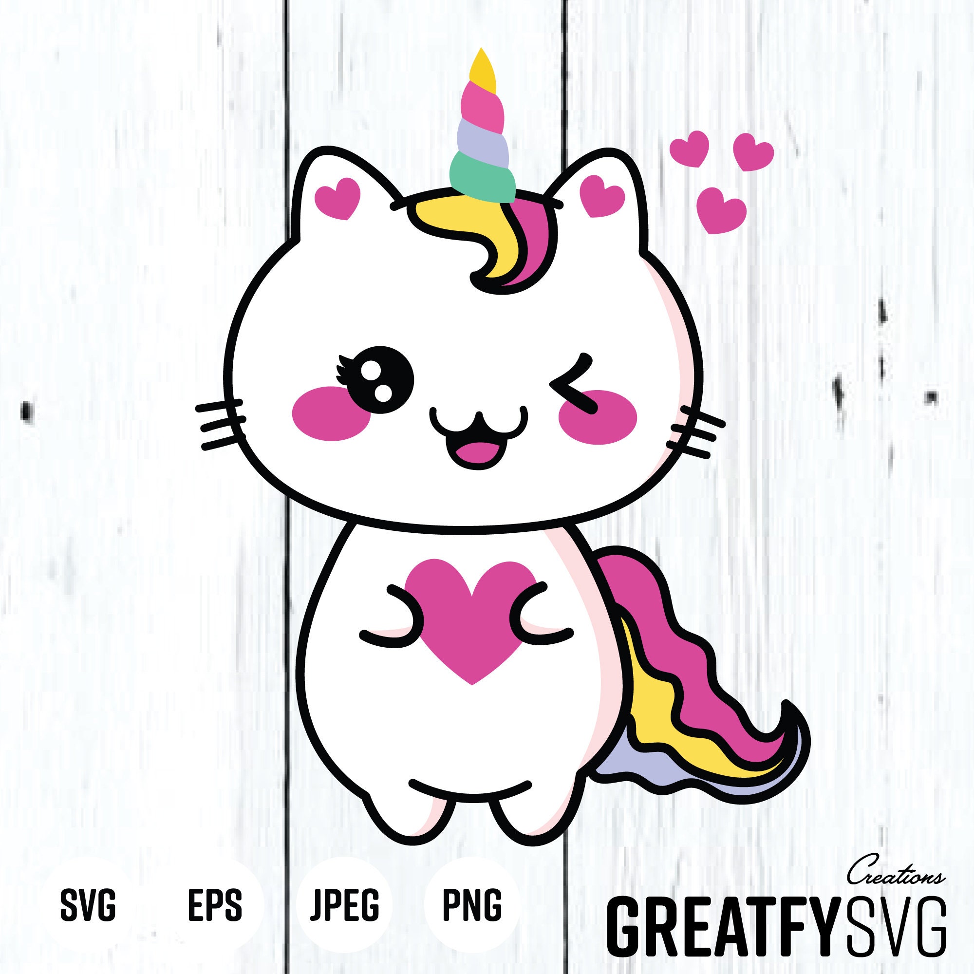 Caticorn Svg. Rainbow Clipart. Caticorn Clipart. Rainbow Svg. | Etsy