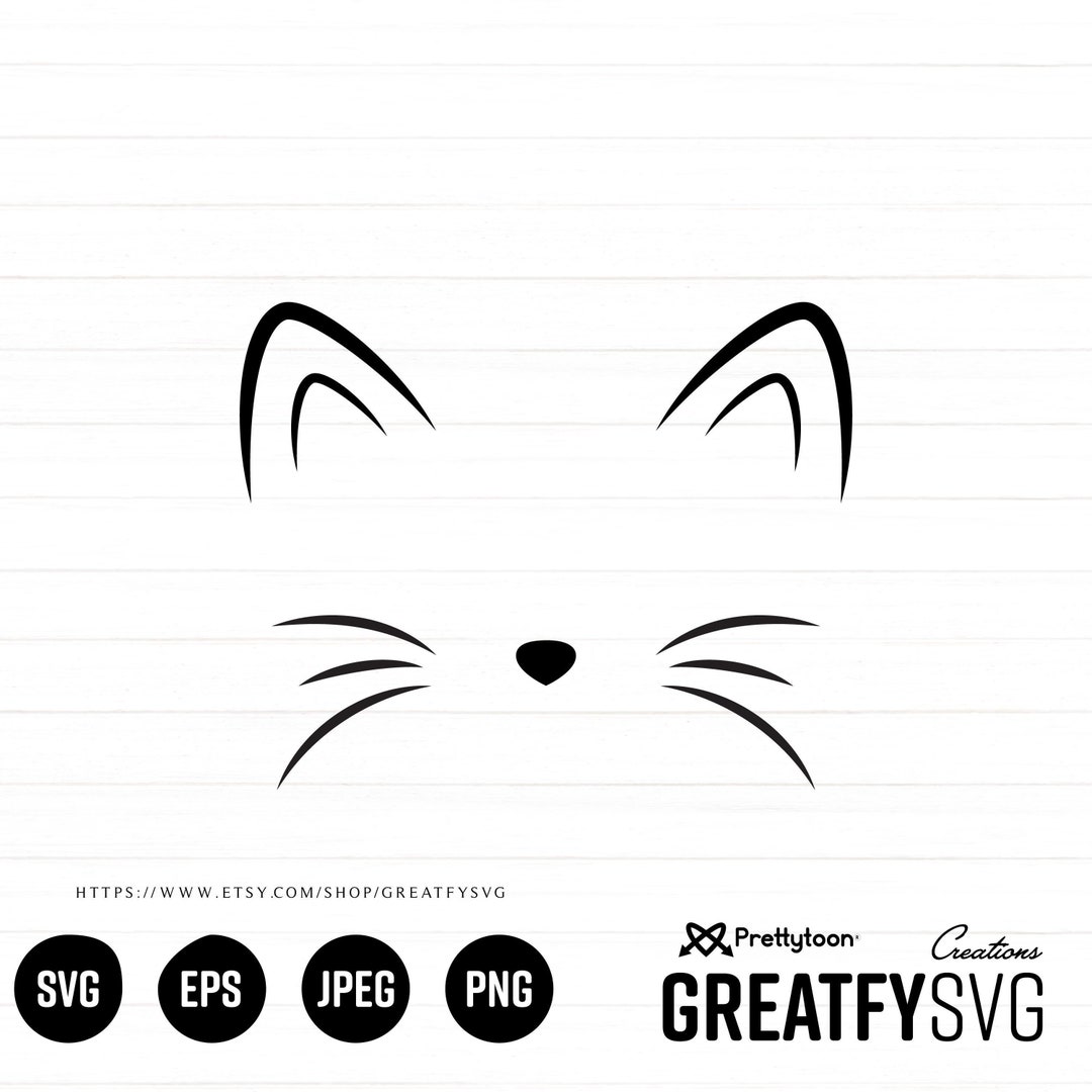 Cat SVG Meow, Kitten Cut File for Cricut Design Space, Cute Happy Cat ...