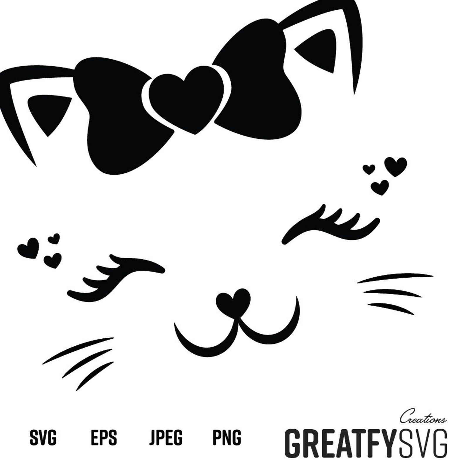 Cat SVG. Cat Face SVG. SVG. Meow Svg. Cat Clipart. Cat Cut File. Cat ...