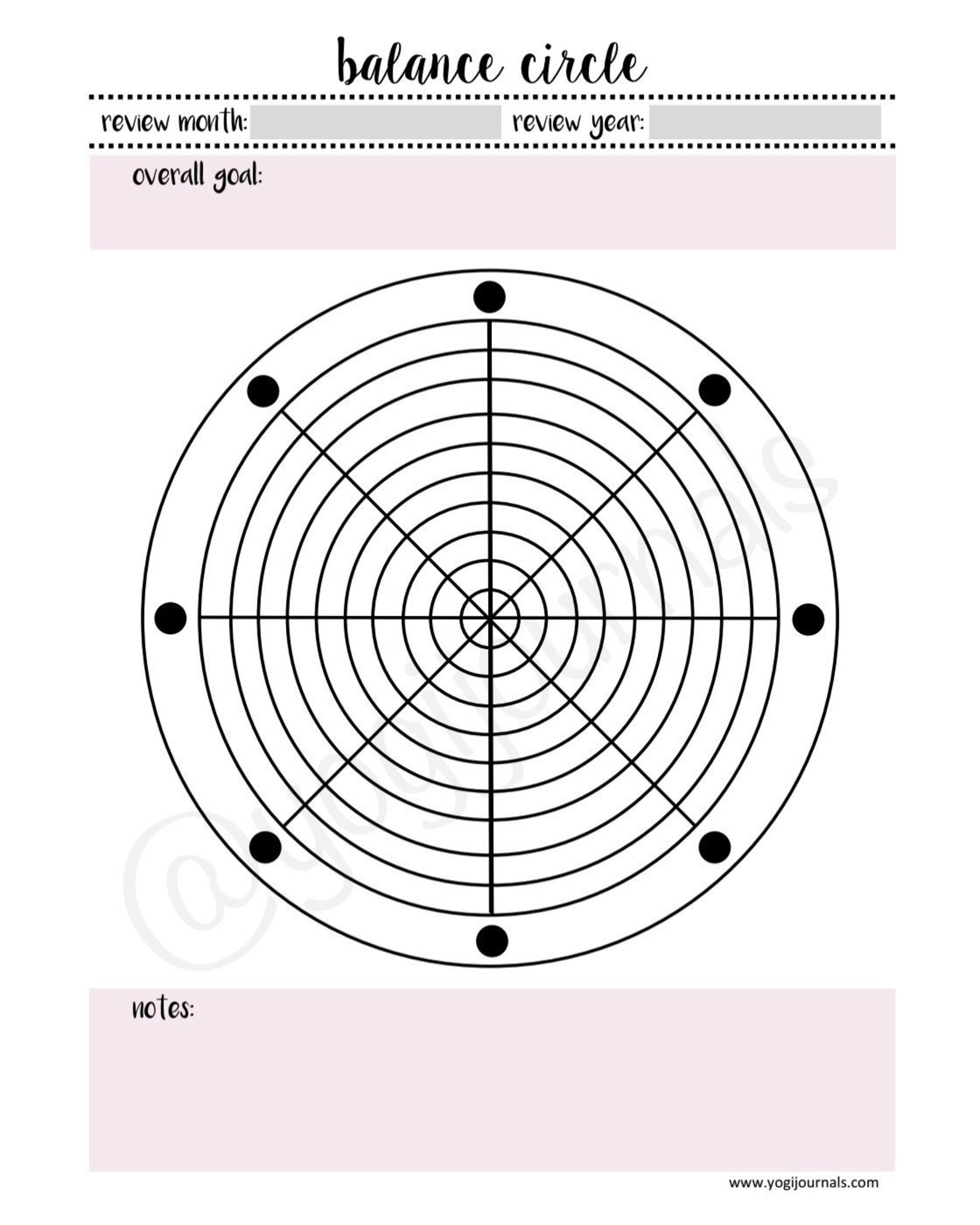 Balance Circle Self Care Printable - Etsy