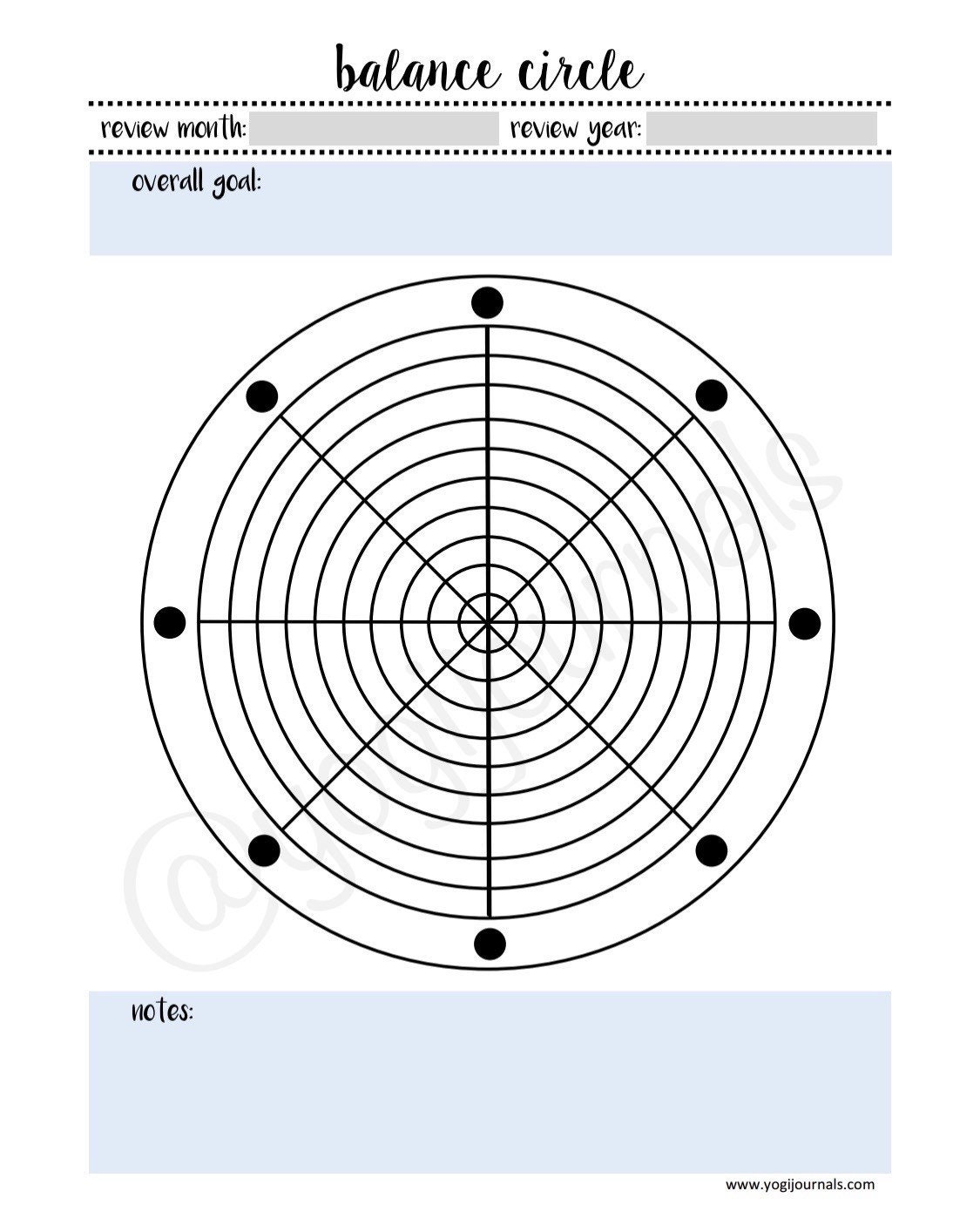 Balance Circle Self Care Printable - Etsy