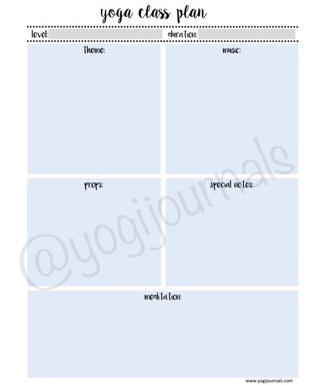 Yoga Class Plan Set Printable, 5 Pages, 5 Colors, Letter Size - Etsy