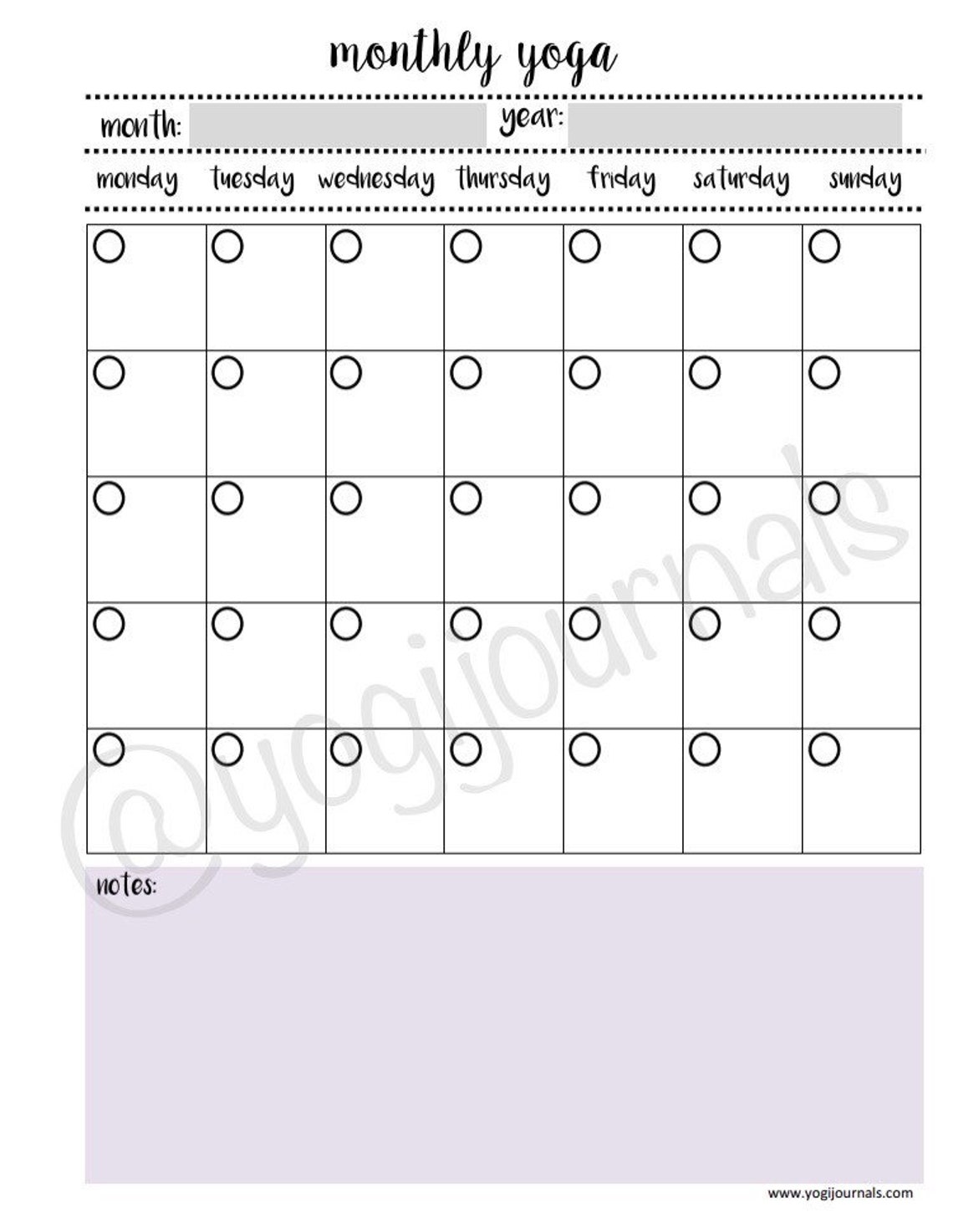 Yoga Journal Tracker Printable - Etsy